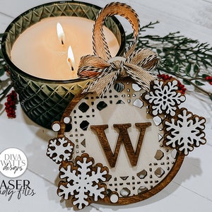 Snowflake Boho Rattan Monogram Ornament for Glowforge | Laser Design - Etsy