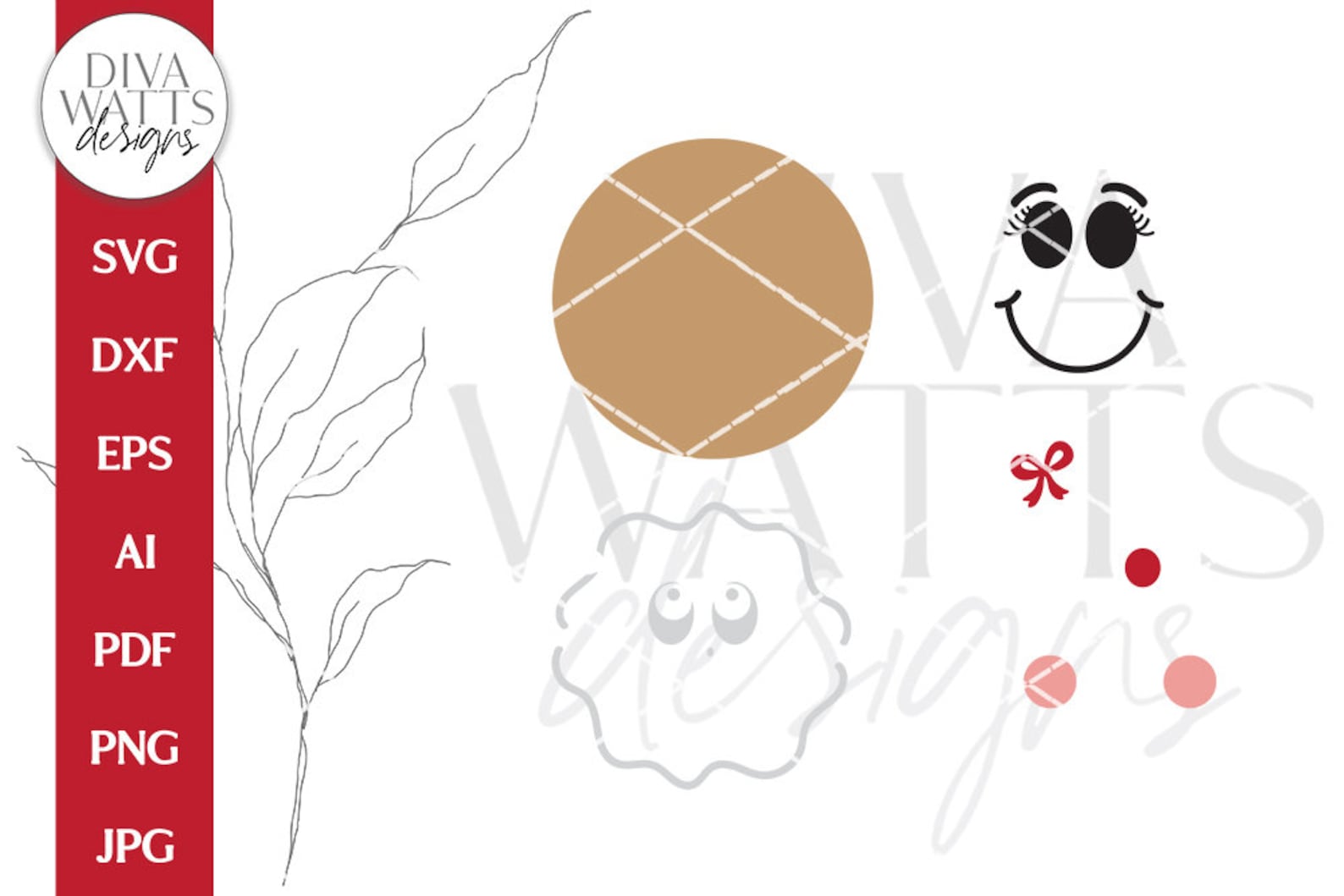 Gingerbread Girl Face SVG | Christmas / Winter Round Design - Etsy