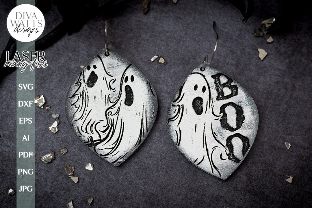 Ghost Earrings SVG for Laser Earrings With Ghost Face for - Etsy