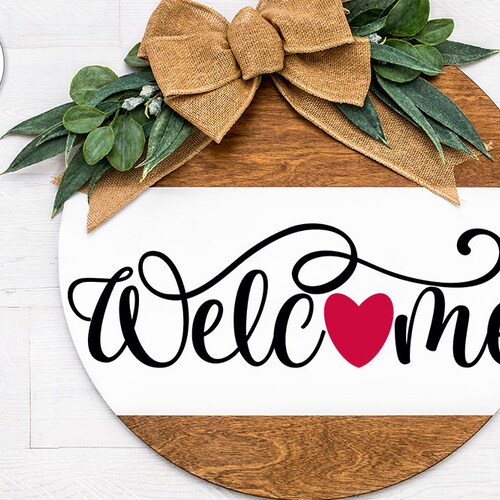 Welcome With Heart Flourish SVG Valentine's Day Design - Etsy