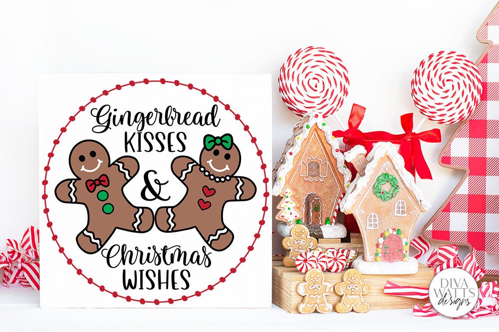 Gingerbread Kisses & Christmas Wishes SVG Winter Design - Etsy