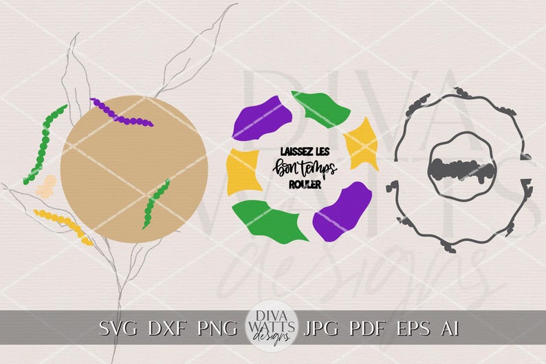 Laissez Les Bon Temps Rouler Round Door Hanger SVG, Mardi Gras Door ...
