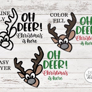 Oh Deer Christmas is Here SVG Winter Round Sign Design - Etsy