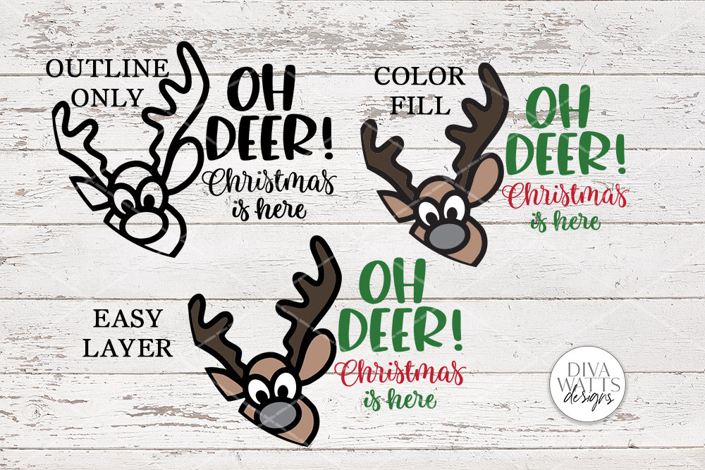Oh Deer Christmas is Here SVG Winter Round Sign Design - Etsy