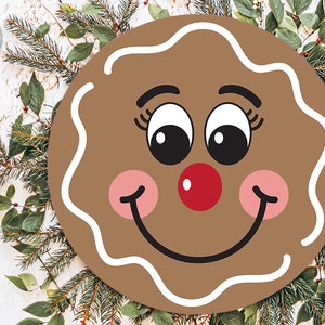 Gingerbread Face SVG | Christmas / Winter Round Design - Etsy