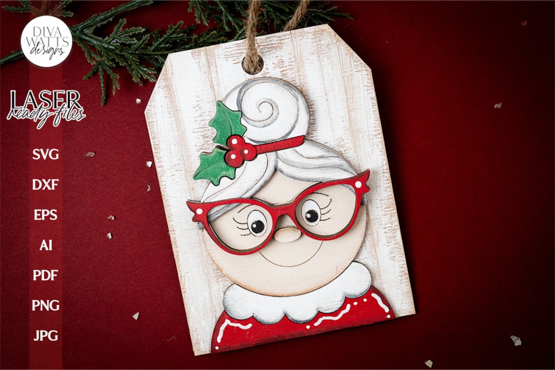 Mrs. Claus SVG for Laser Christmas Tree Ornament SVG for Glowforge ...