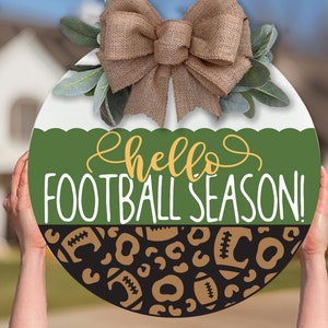 Hello Football Season SVG Door Hanger SVG Football Sign Svg Round Sign ...