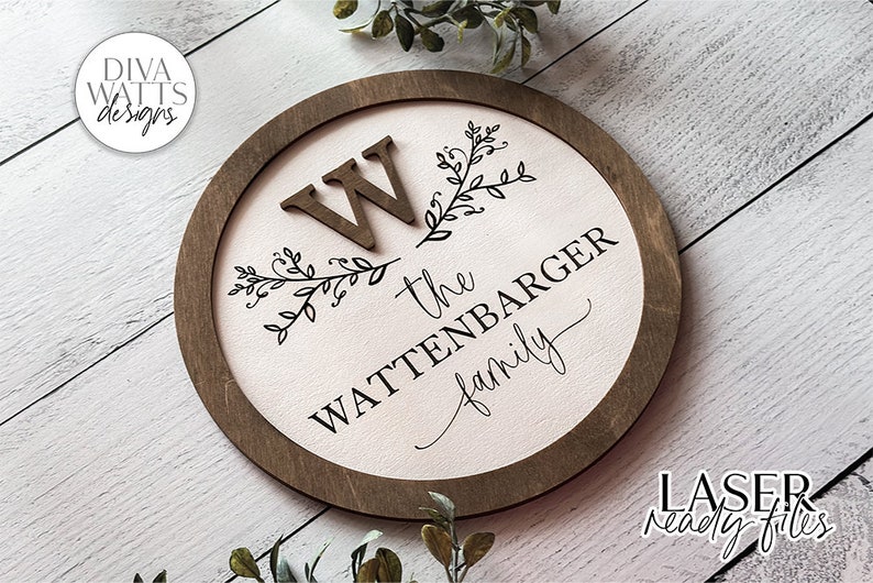 Family Monogram & Last Name Glowforge SVG Farmhouse Laser - Etsy