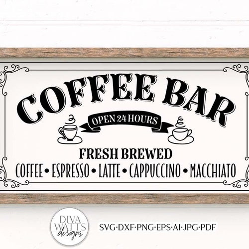 Coffee Menu SVG Coffee Bar Sign SVG Farmhouse Kitchen - Etsy
