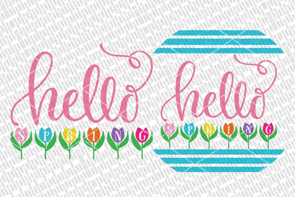Hello Spring Tulips SVG Round Farmhouse Sign DXF and More | Etsy