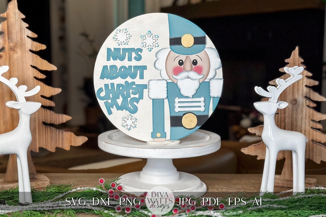 Nuts About Christmas SVG Laser Cut File | Nutcracker Door Hanger ...