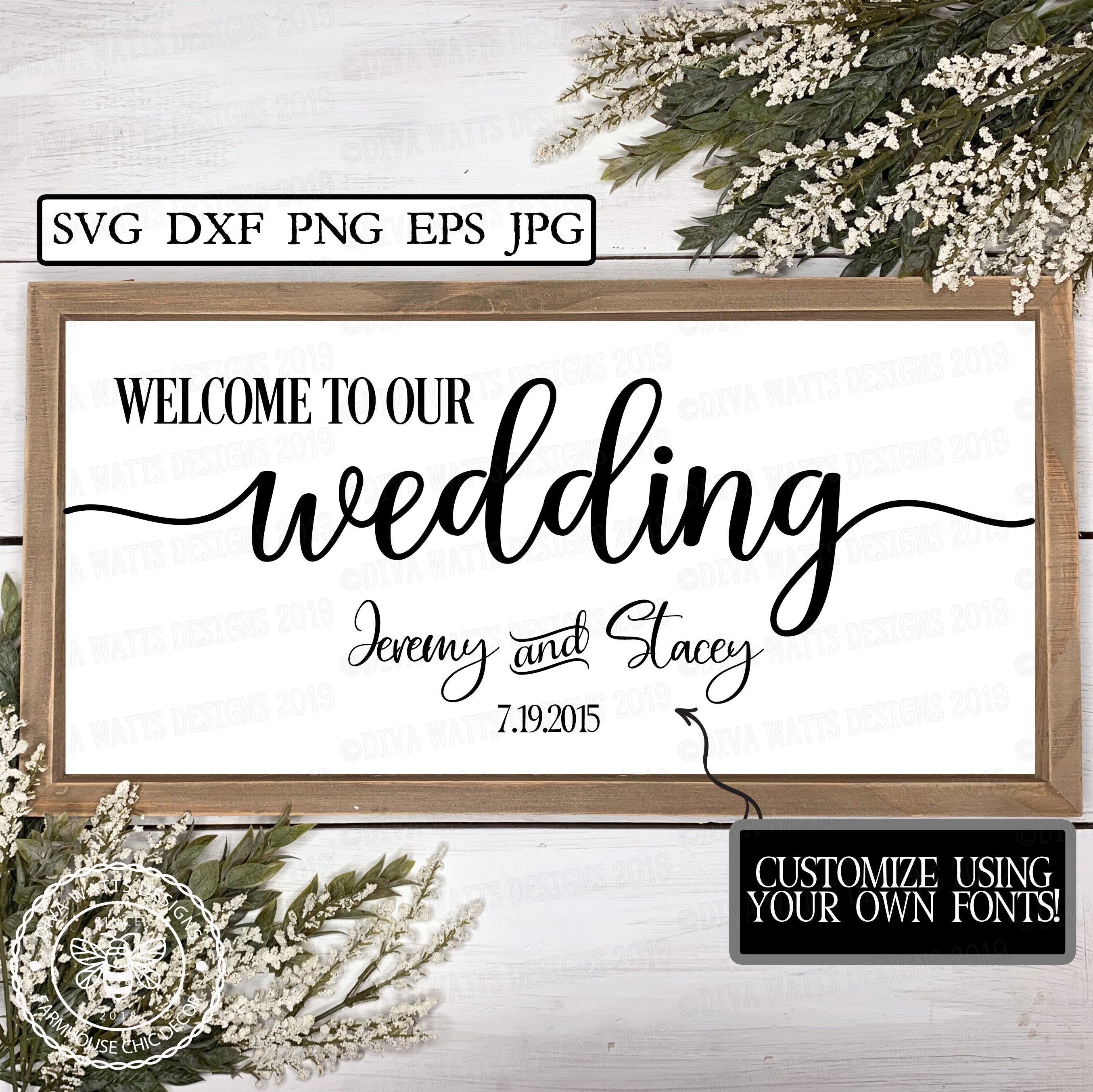 SVG Welcome to Our Wedding Customizable Cutting File DXF - Etsy