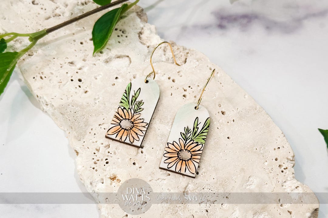 Daisy Earring SVG | Engraved Floral Arch Earrings Cut File | Laser ...