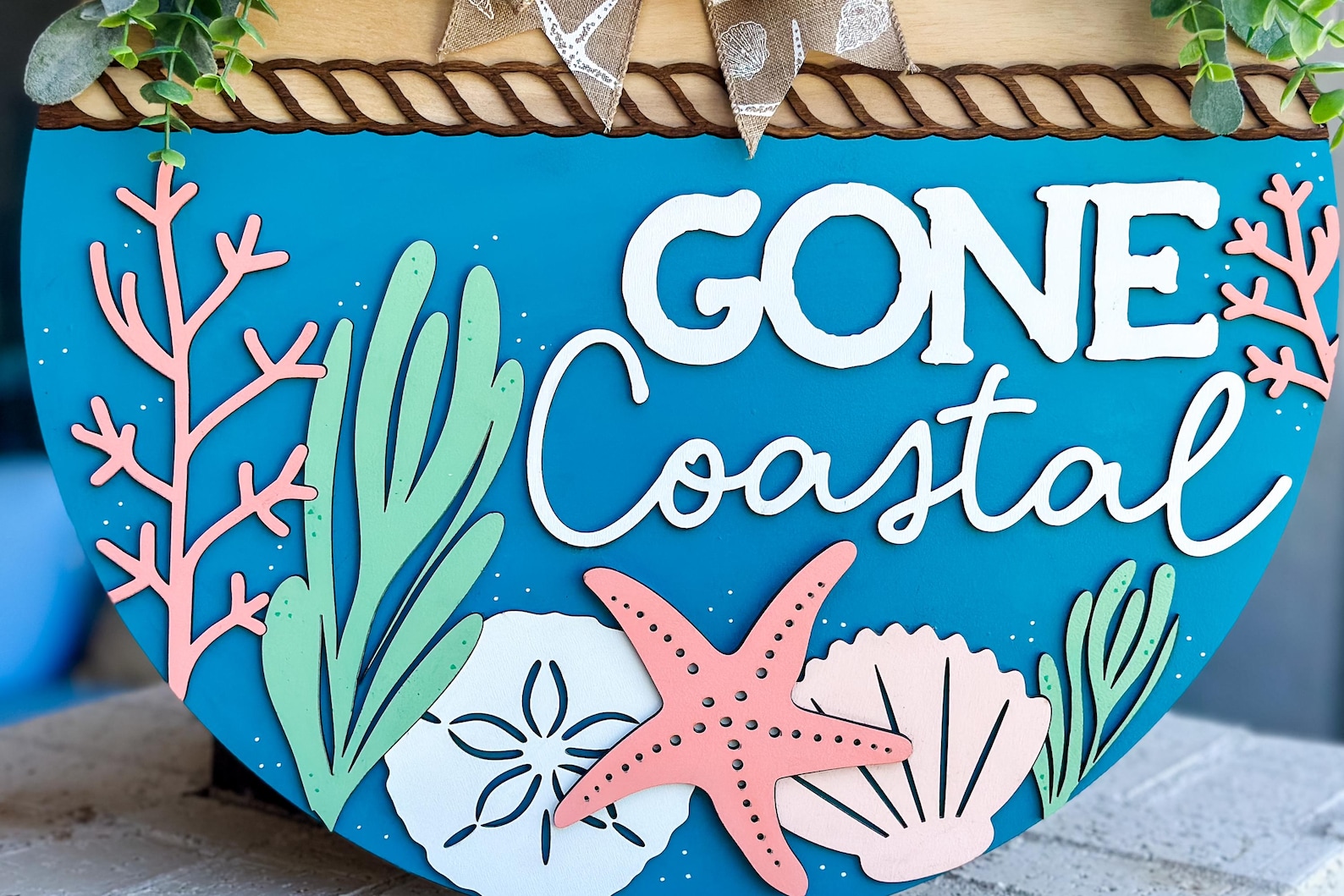Gone Coastal SVG File | Beach Door Hanger SVG | DIY Coastal Round Sign ...