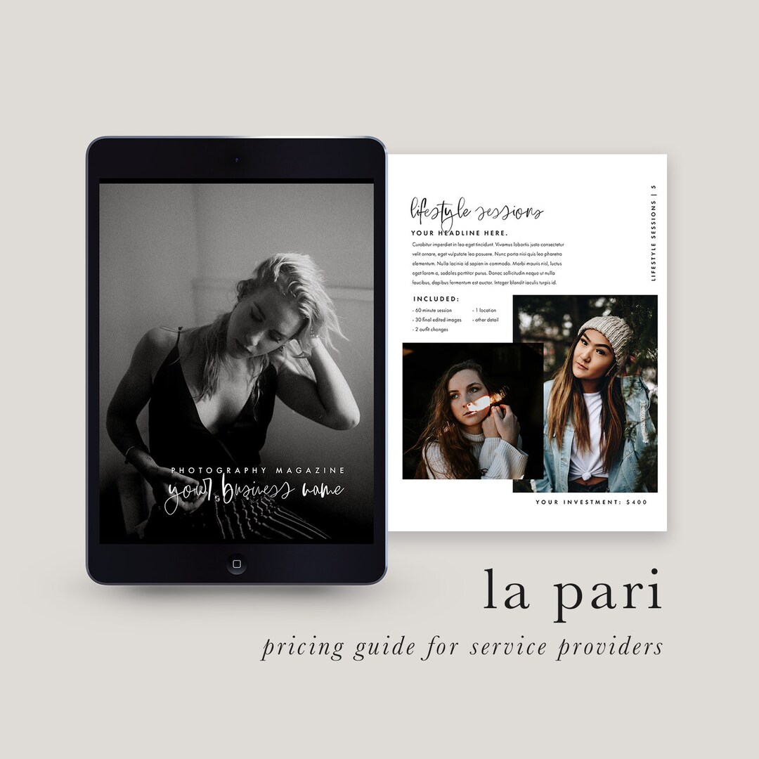 Photography Pricing Guide: Modern Magazine Template (instant Download ...