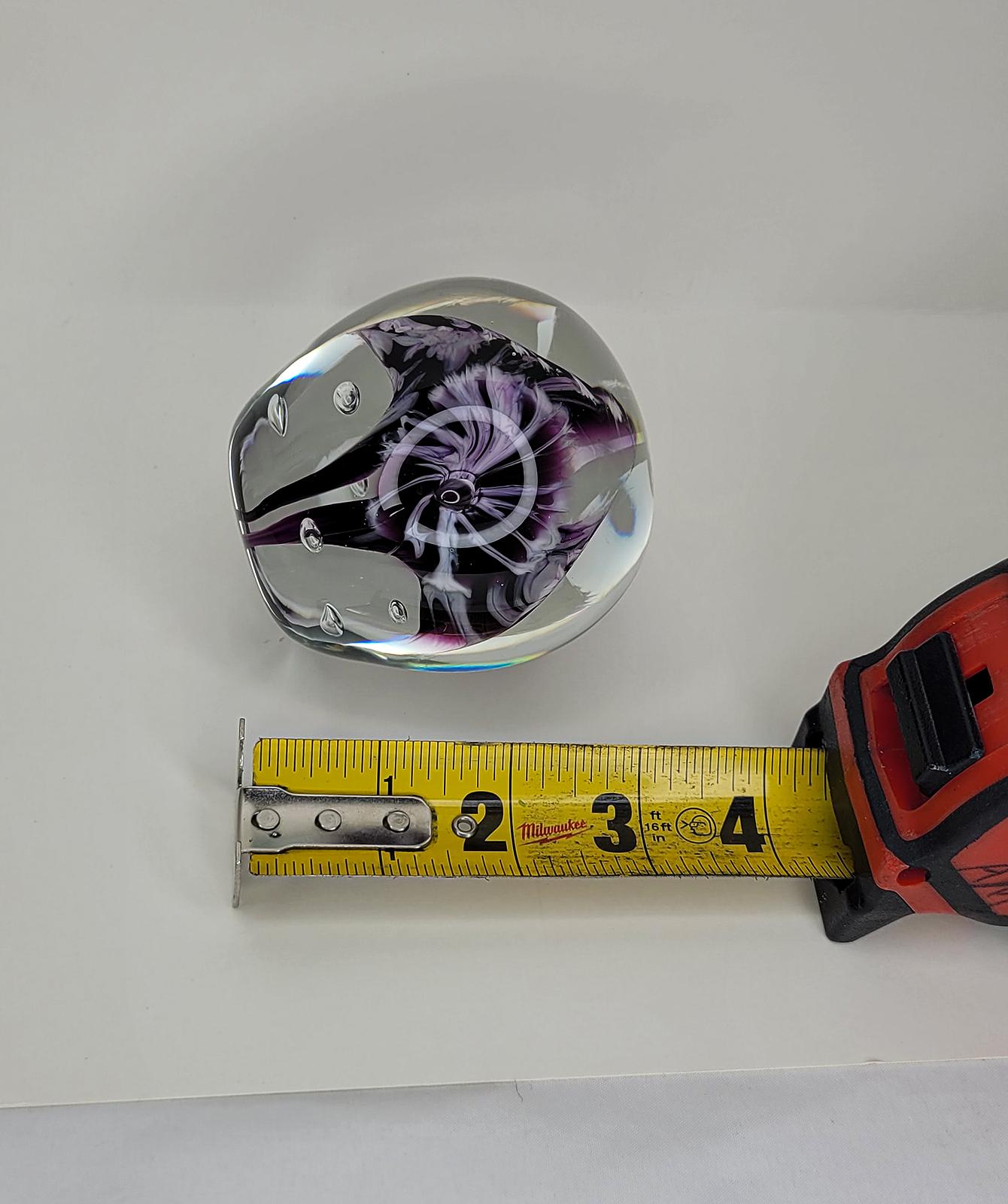 Rare Vintage Robert L Hamon Art Glass Paperweight Purple Swirl Signed ...