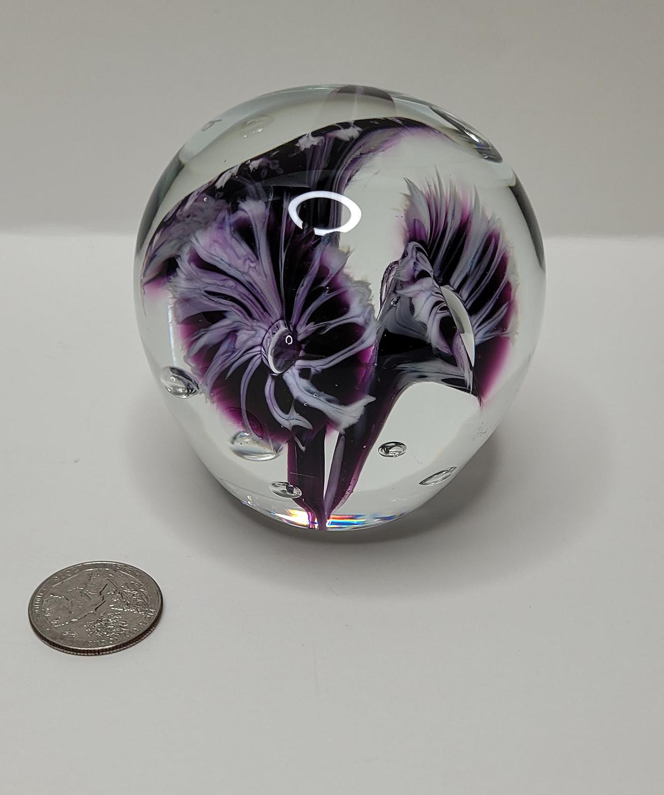 Rare Vintage Robert L Hamon Art Glass Paperweight Purple Swirl Signed ...