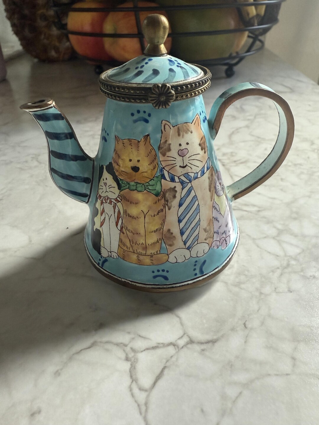 Handmade Kelvin Chen Cats in Ties Mini Teapot With Hinged Lid, 3.75 ...