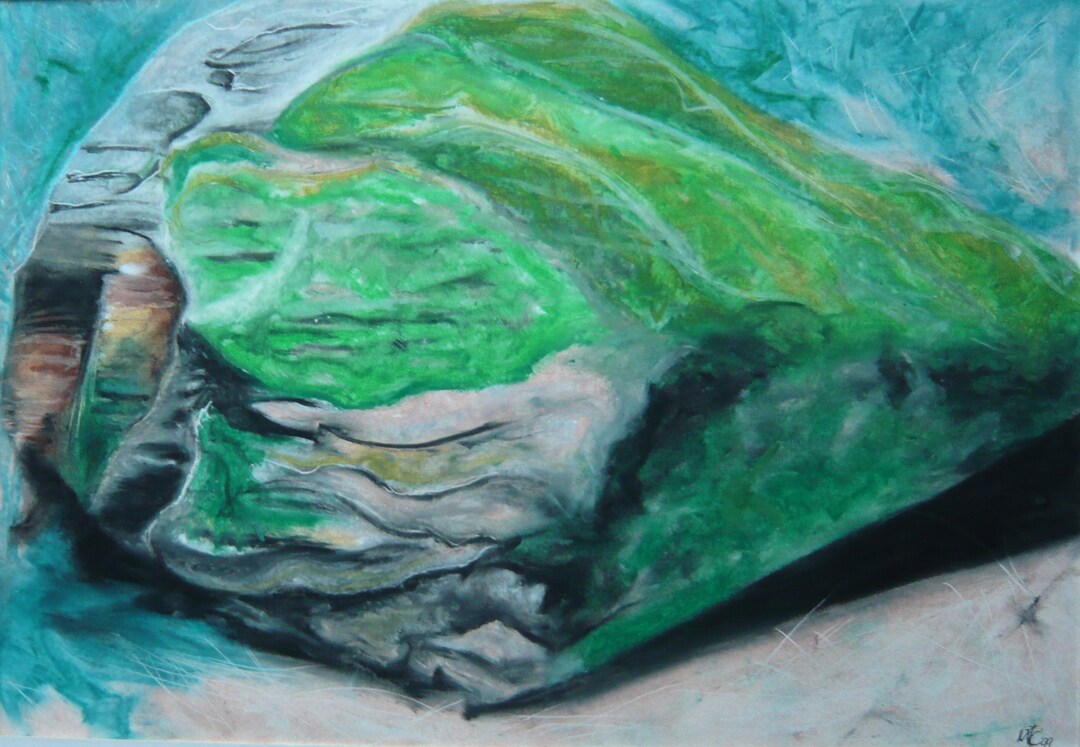 ORIGINAL Rock 5 Oil Pastels Painting PRICE Now REDUCED - Etsy