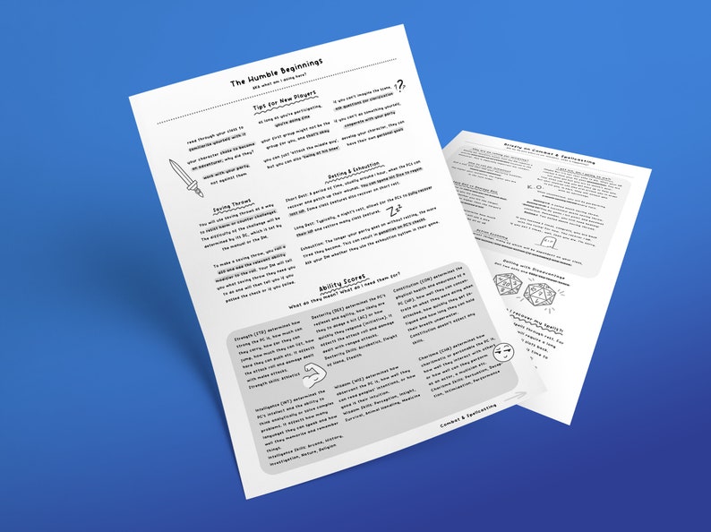 Printable Dungeons and Dragons New Player Cheat Sheet D&D - Etsy