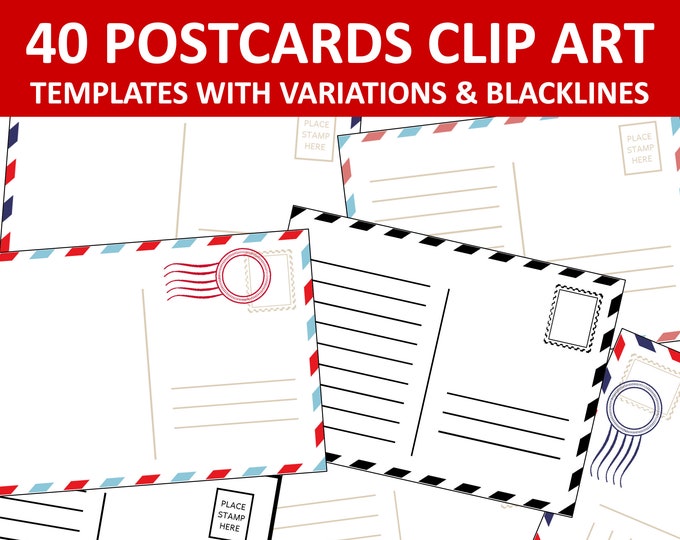 Postcard Templates Clip Art Set - Etsy