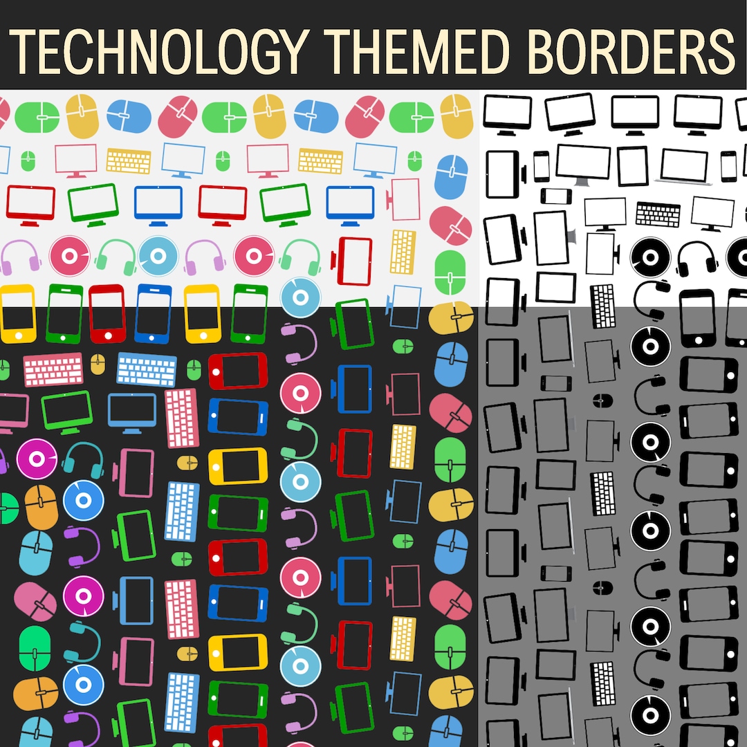 Technology Theme Borders, Frames, Clip Art - Etsy