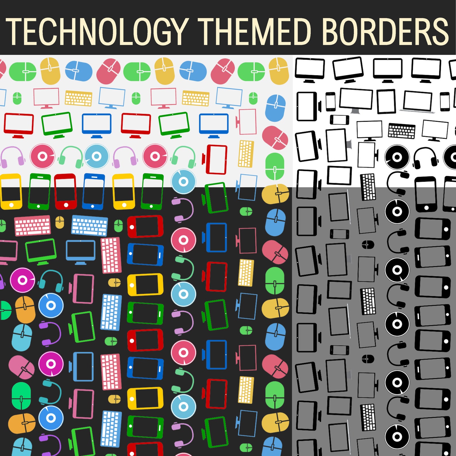 Technology Theme Borders, Frames, Clip Art - Etsy