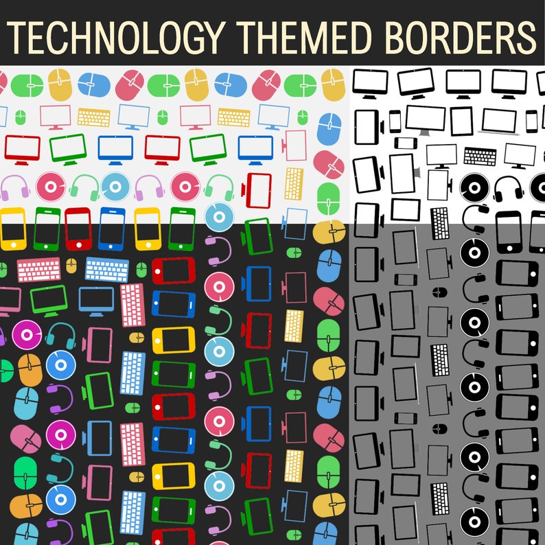 Technology Theme Borders, Frames, Clip Art - Etsy