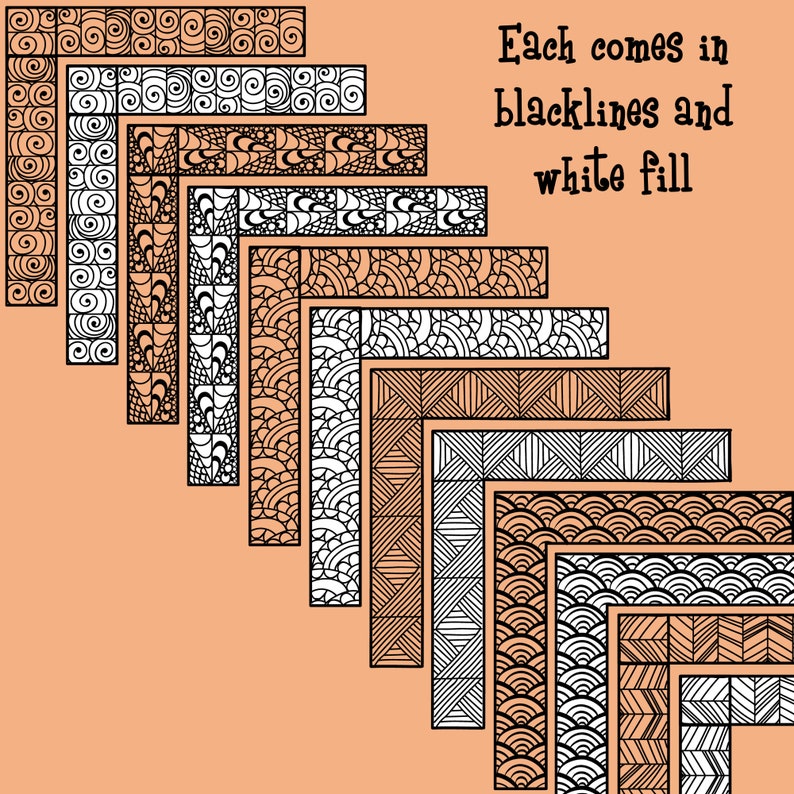 Zen Doodle Border Page Corners - Etsy