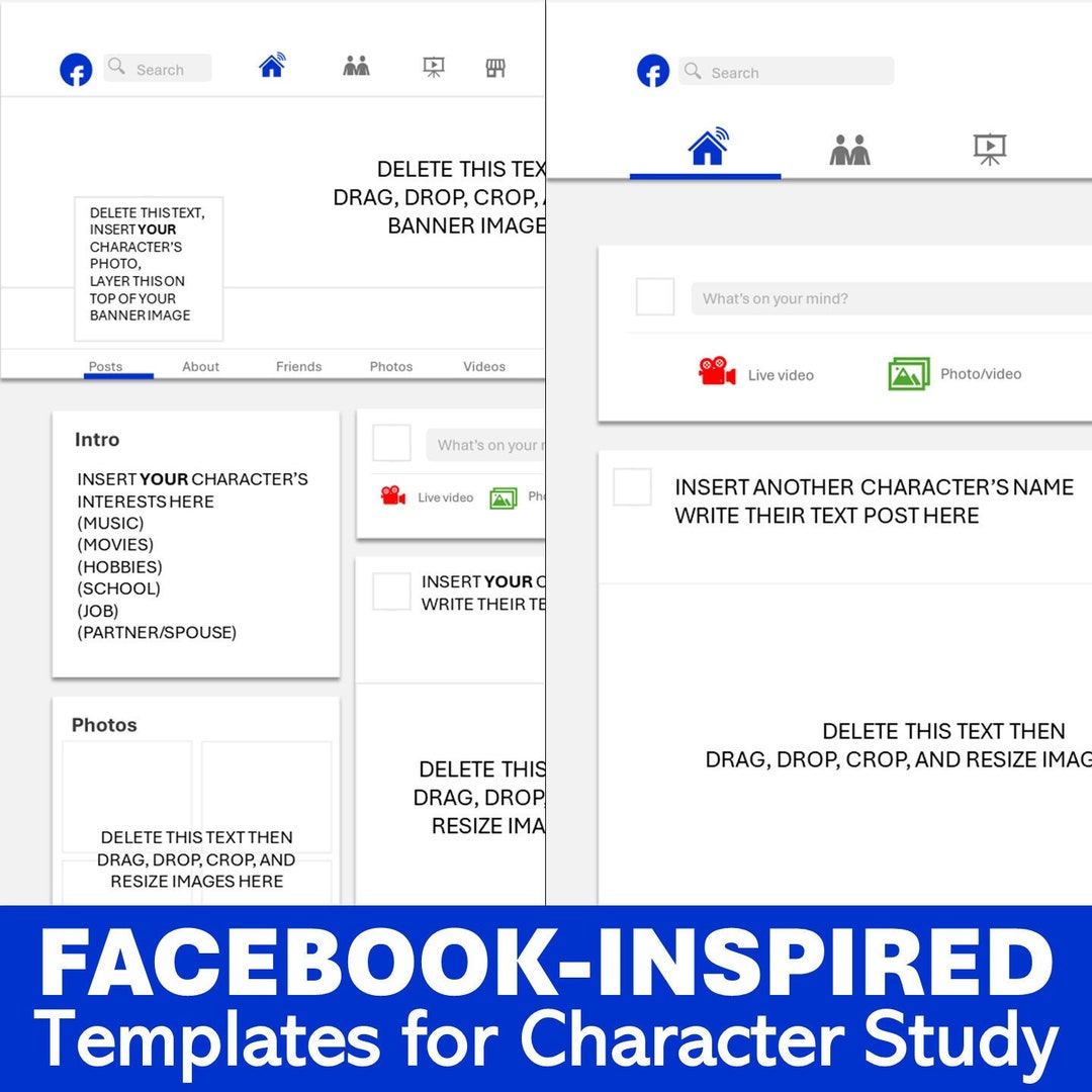 Facebook-inspired Character Study Profile Pages Template - Etsy