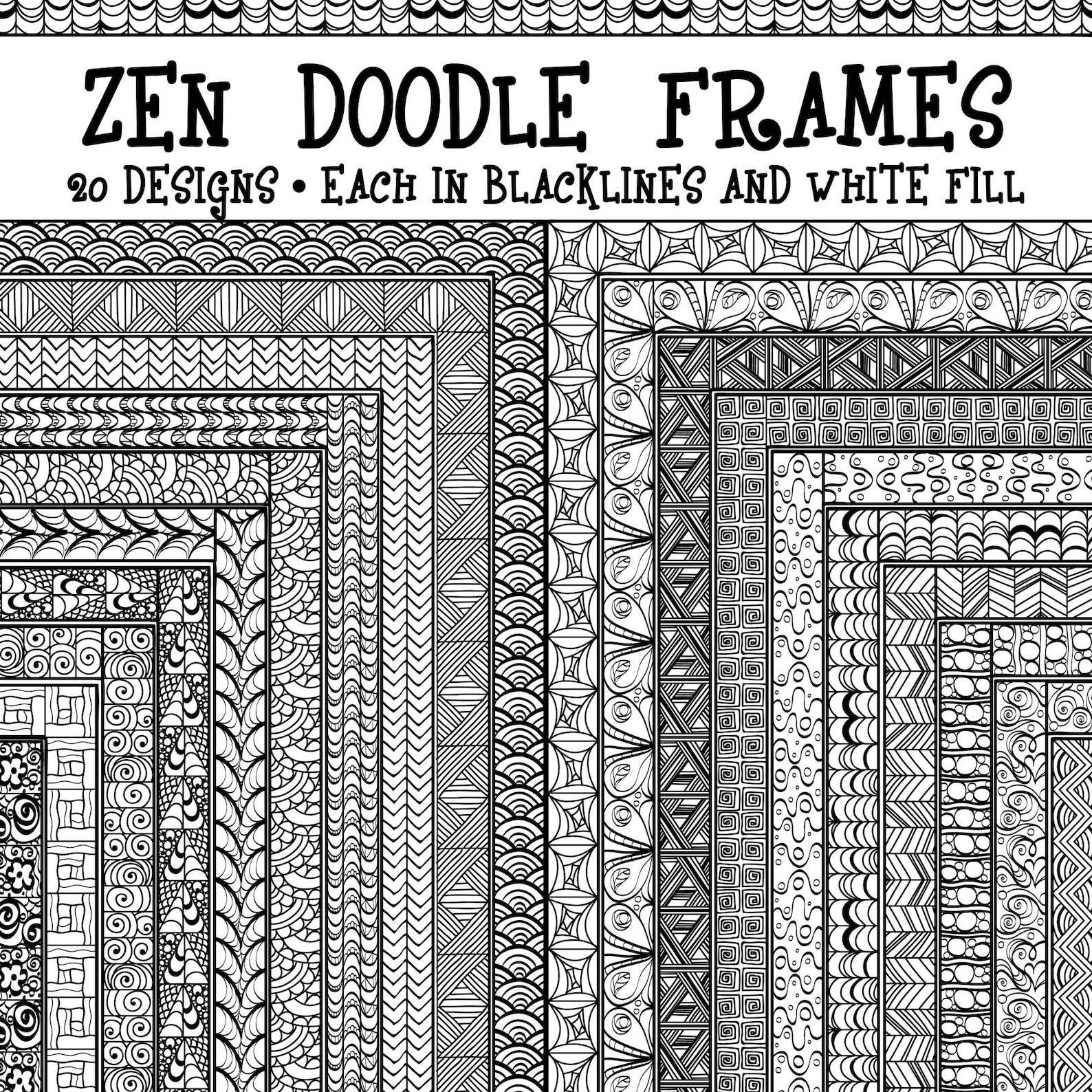 Zen Doodle Border Frames - Etsy
