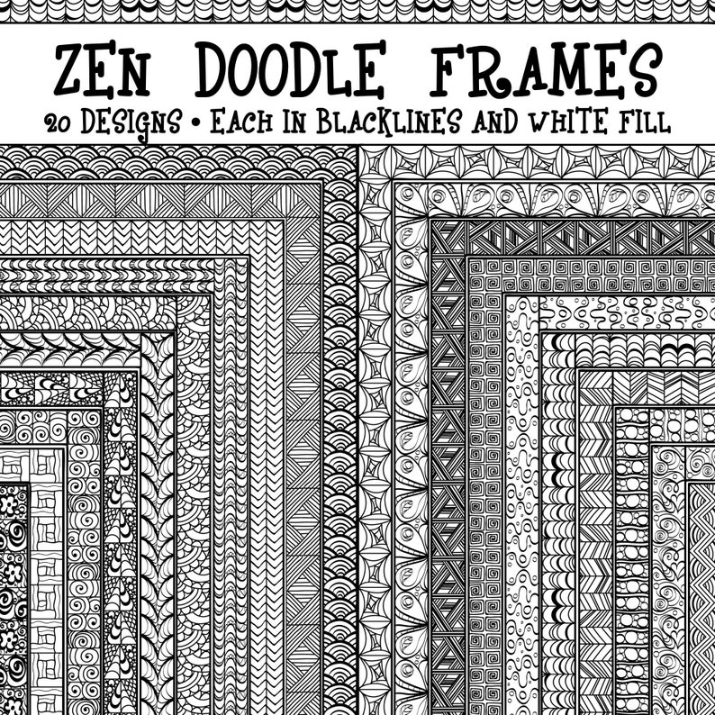 Zen Doodle Border Frames - Etsy