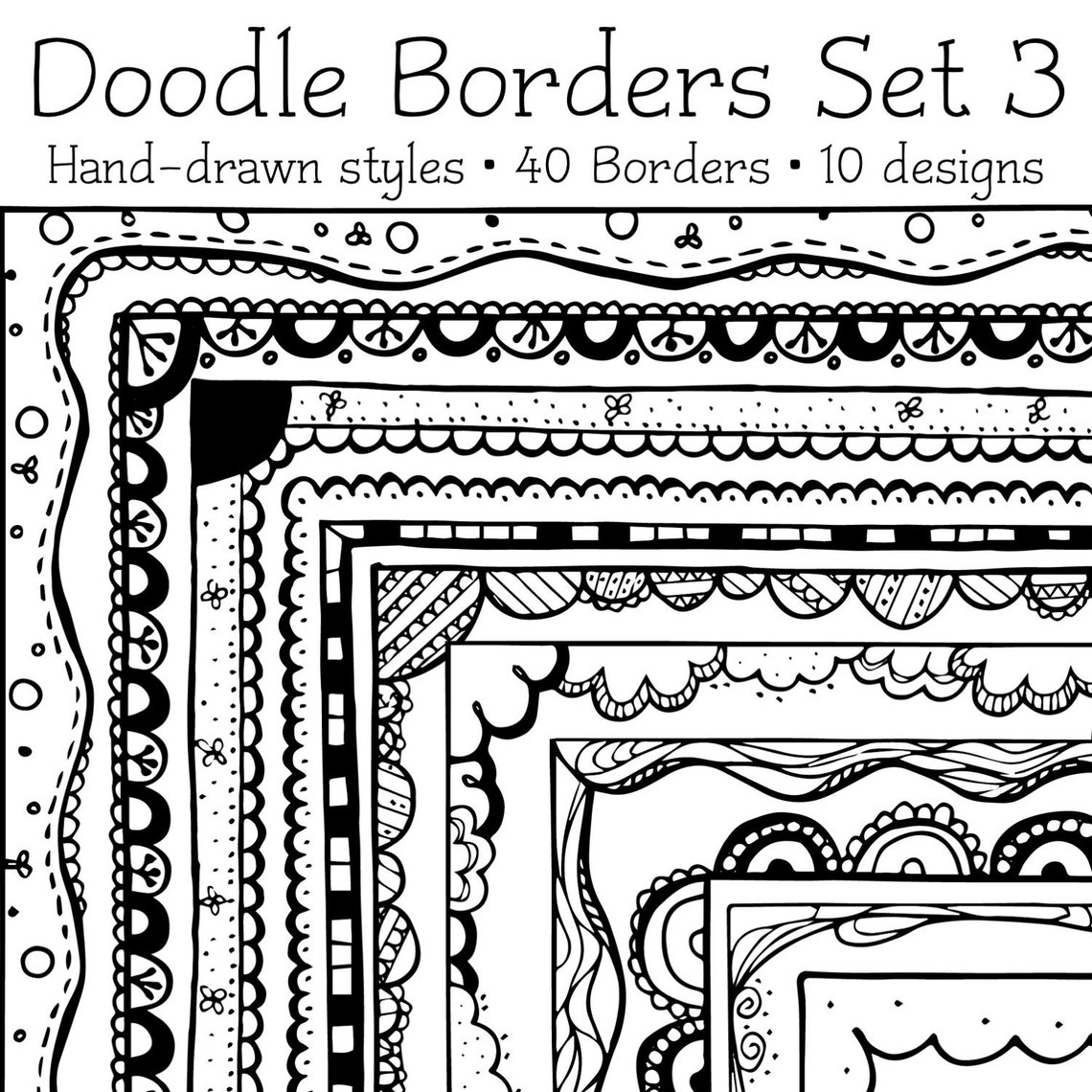 Cute Doodle Page Borders - 03 - Etsy