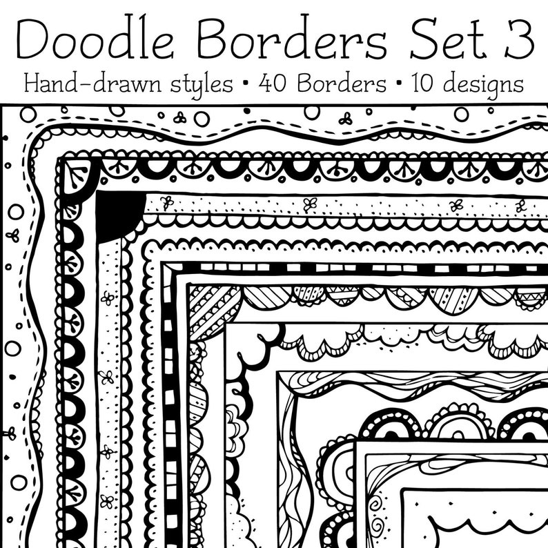 Cute Doodle Page Borders - 03 - Etsy