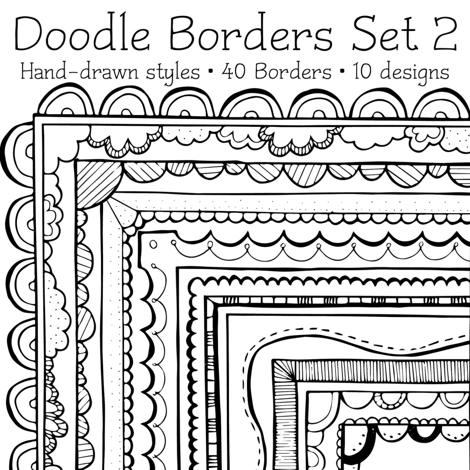 Cute Doodle Page Borders - 02 - Etsy