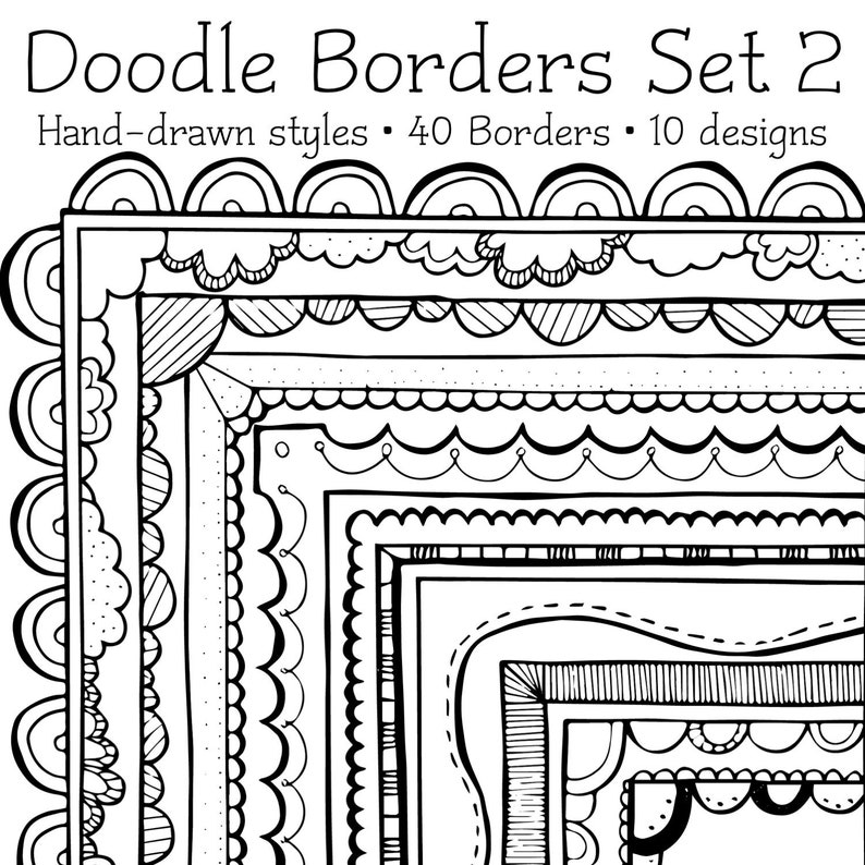 Cute Doodle Page Borders - 02 - Etsy