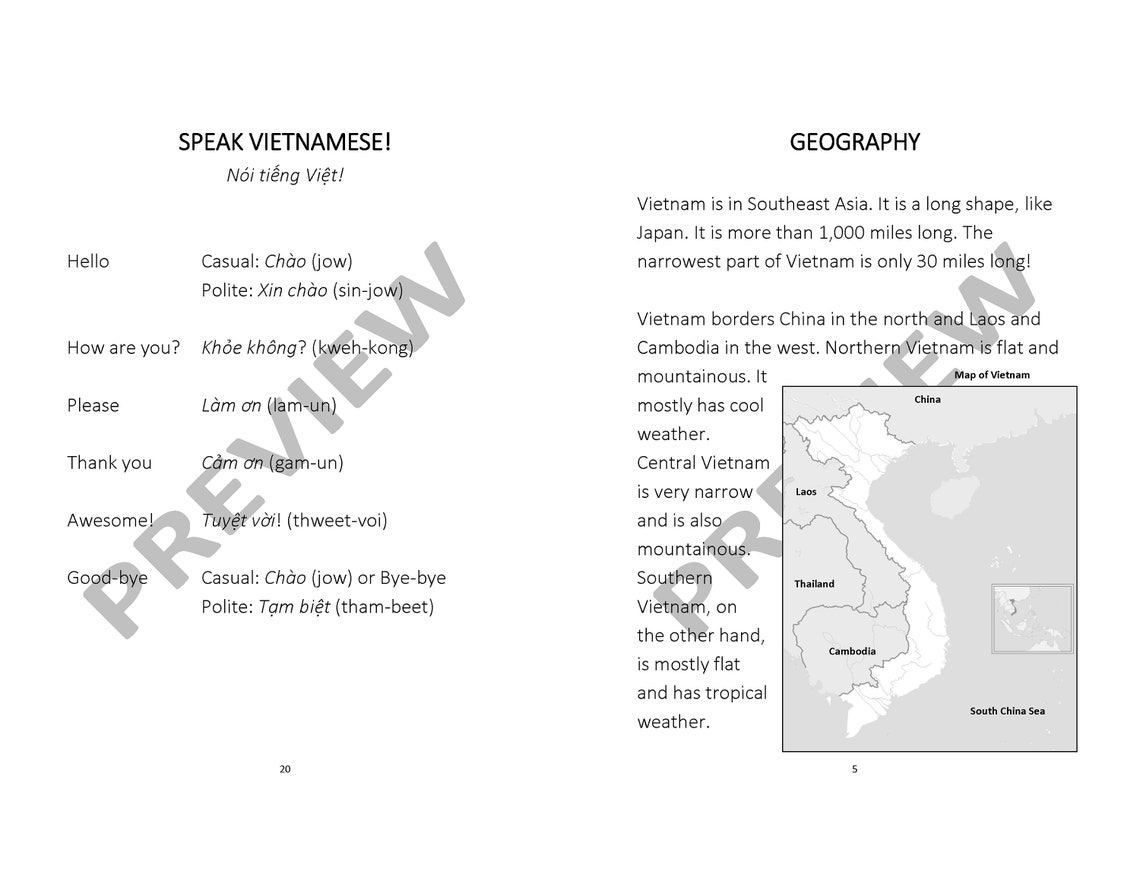 VIETNAM - Learn About Vietnam Booklet Nonfiction Country Study - Etsy
