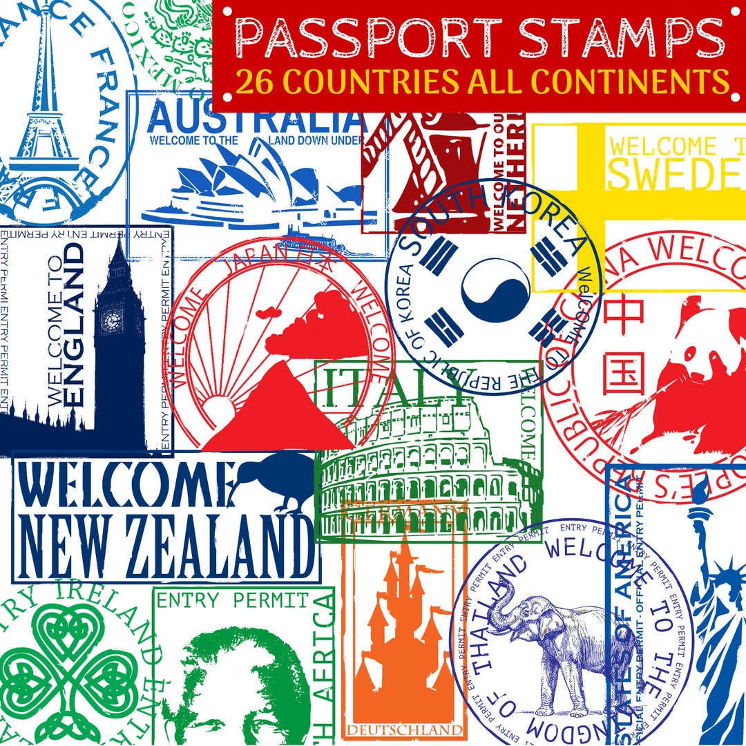 Passport Stamps - Countries Around the World Clip Art - Etsy
