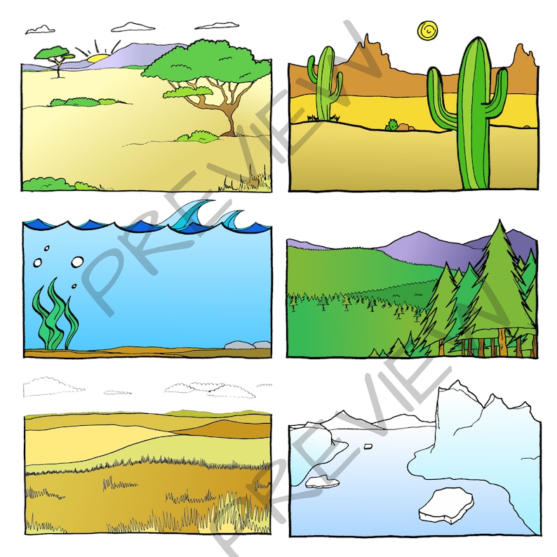 Biomes - Ecosystems - Habitats Clip Art Graphics - Instant Download - Etsy
