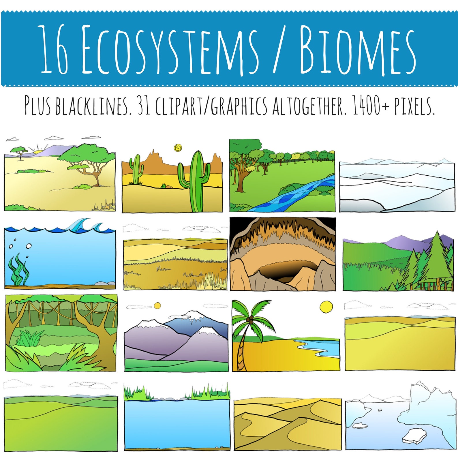 Biomes Ecosystems Habitats Clip Art Graphics - Etsy