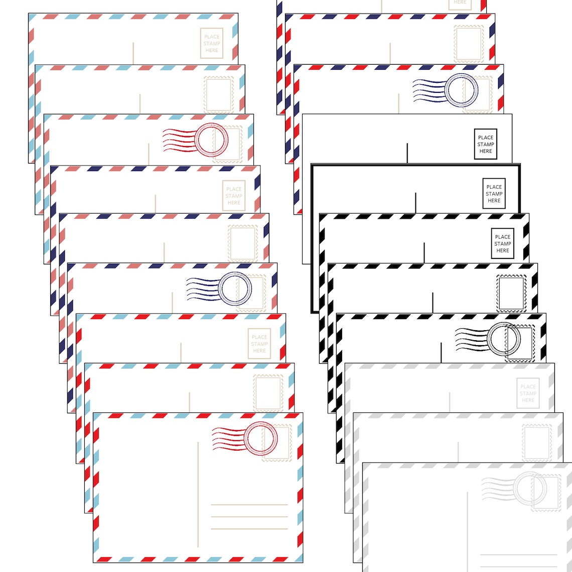 Postcard Templates Clip Art Set - Etsy
