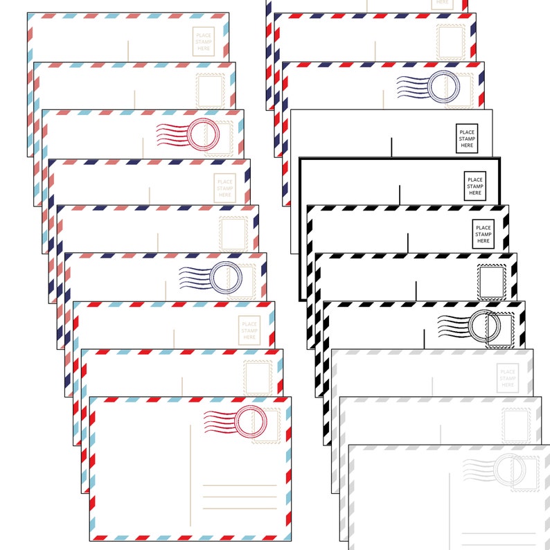 Postcard Templates Clip Art Set - Etsy