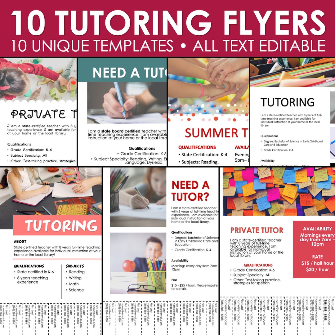 Tutoring Flyer Templates - 10 Digital Posters (B) - Etsy