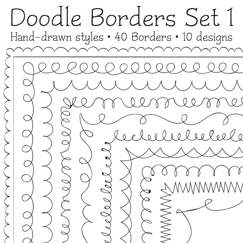 Cute Doodle Page Borders - 01 - Etsy