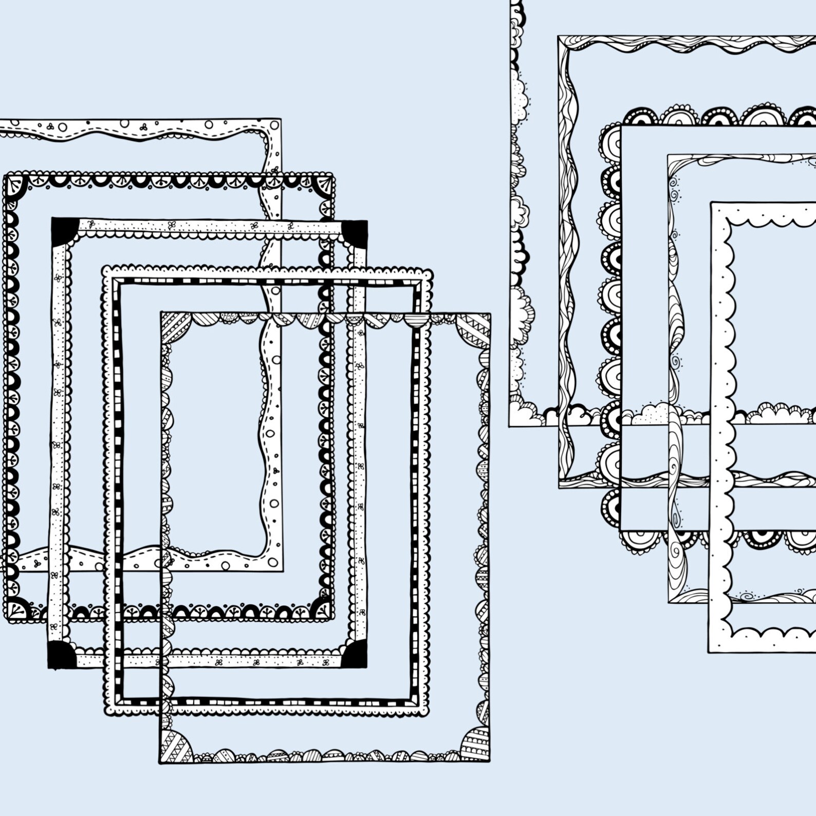 Cute Doodle Page Borders - 03 - Etsy