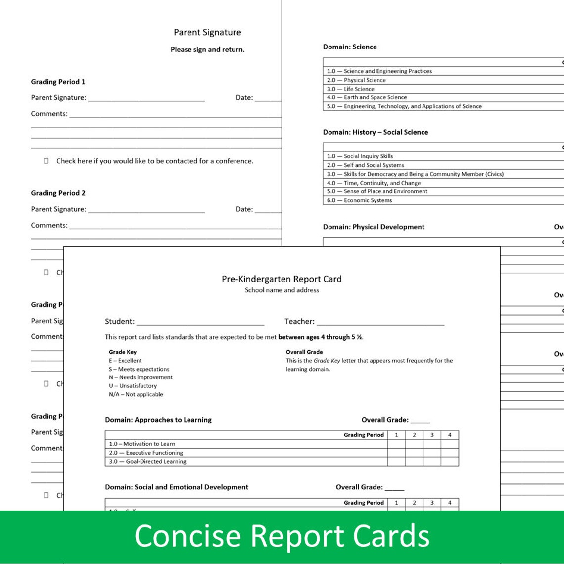 Preschool and Pre-k Report Cards and Curriculum Aligned to State ...
