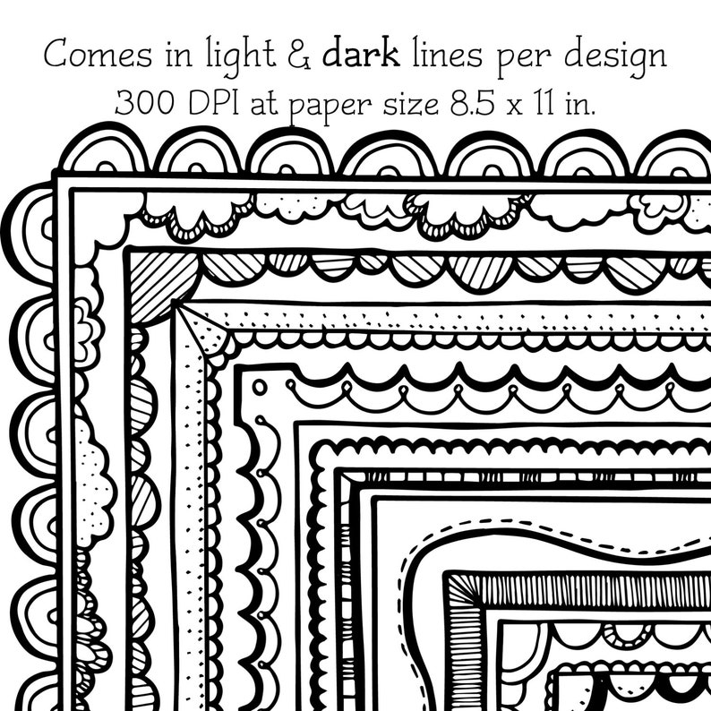 Cute Doodle Page Borders - 02 - Etsy