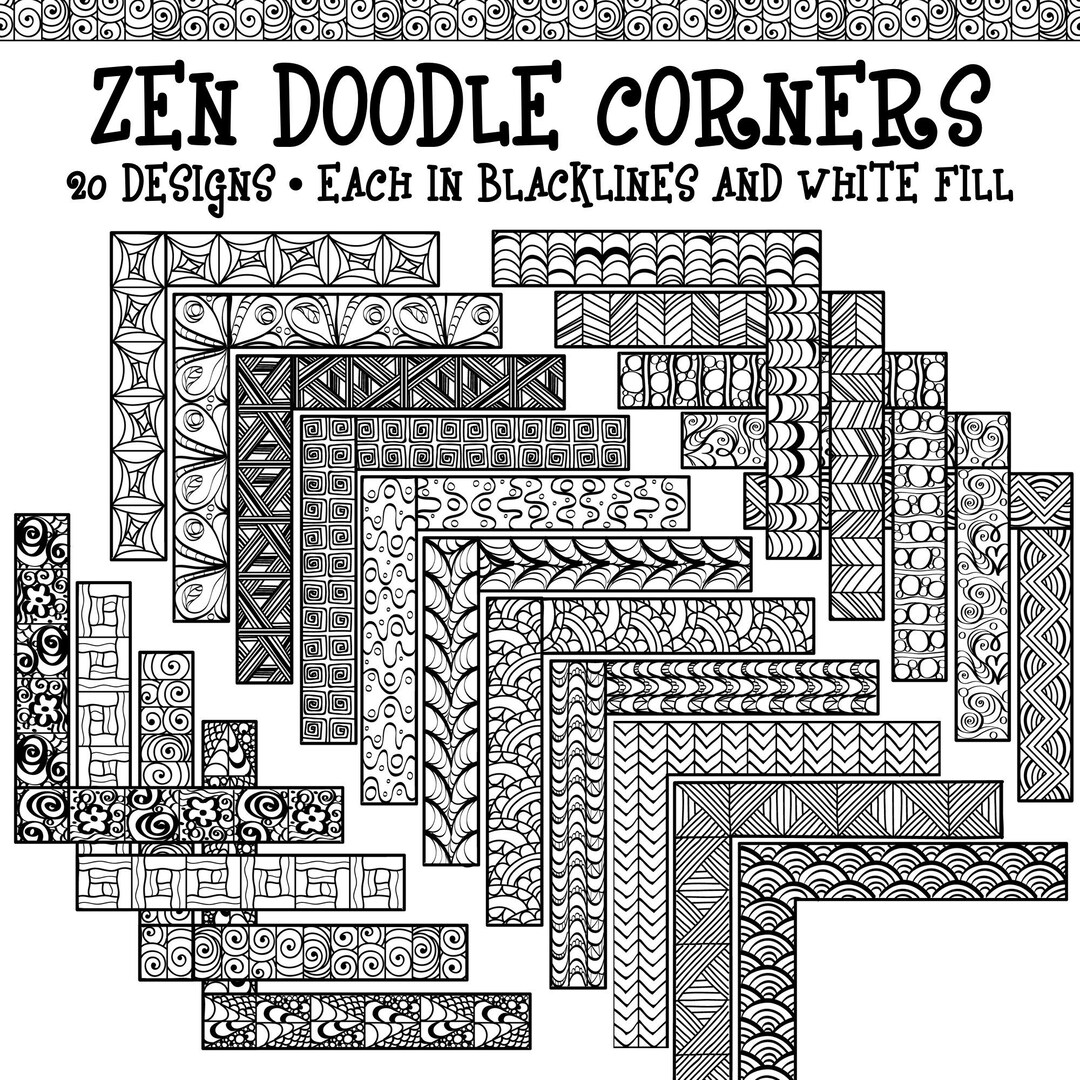 Zen Doodle Border Page Corners - Etsy