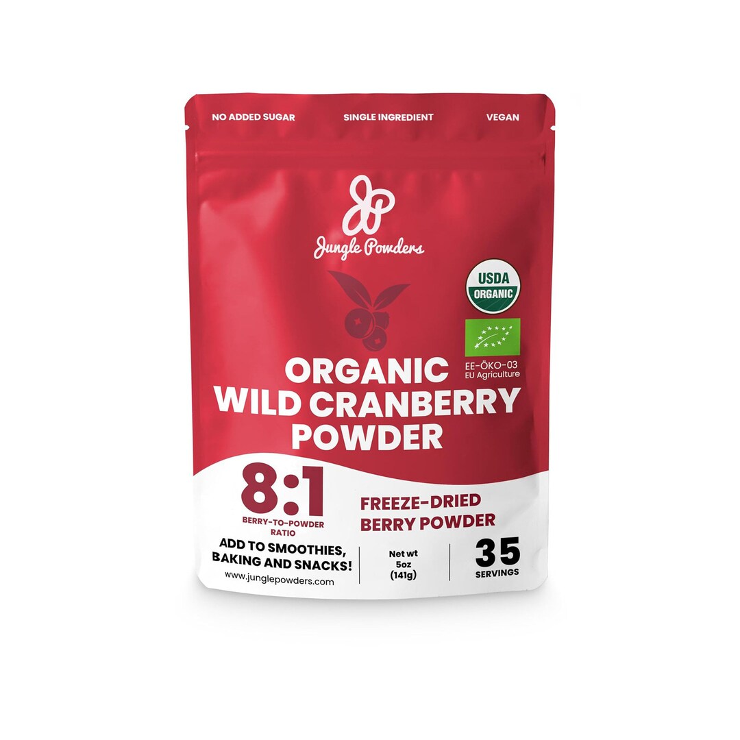 Jungle Powders Wild Cranberry Powder Organic 5 Ounce Bag USDA Certified ...