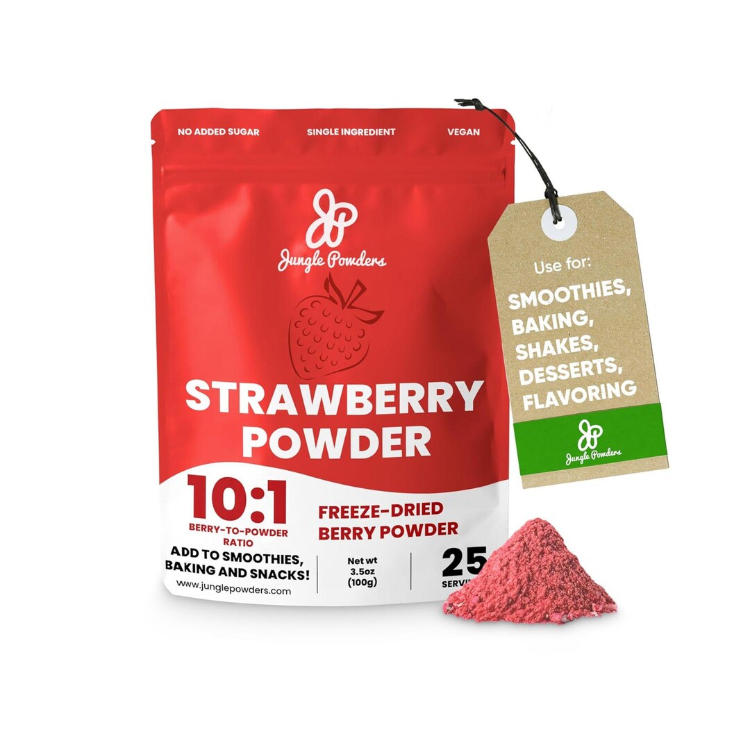 Jungle Powders Freeze Dried Strawberry Powder 3.5oz / 100g, 100% ...